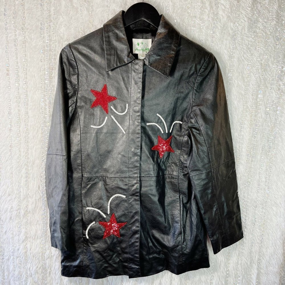 Quacker Factory Black Leather Jacket Womens Small Usa… - Gem